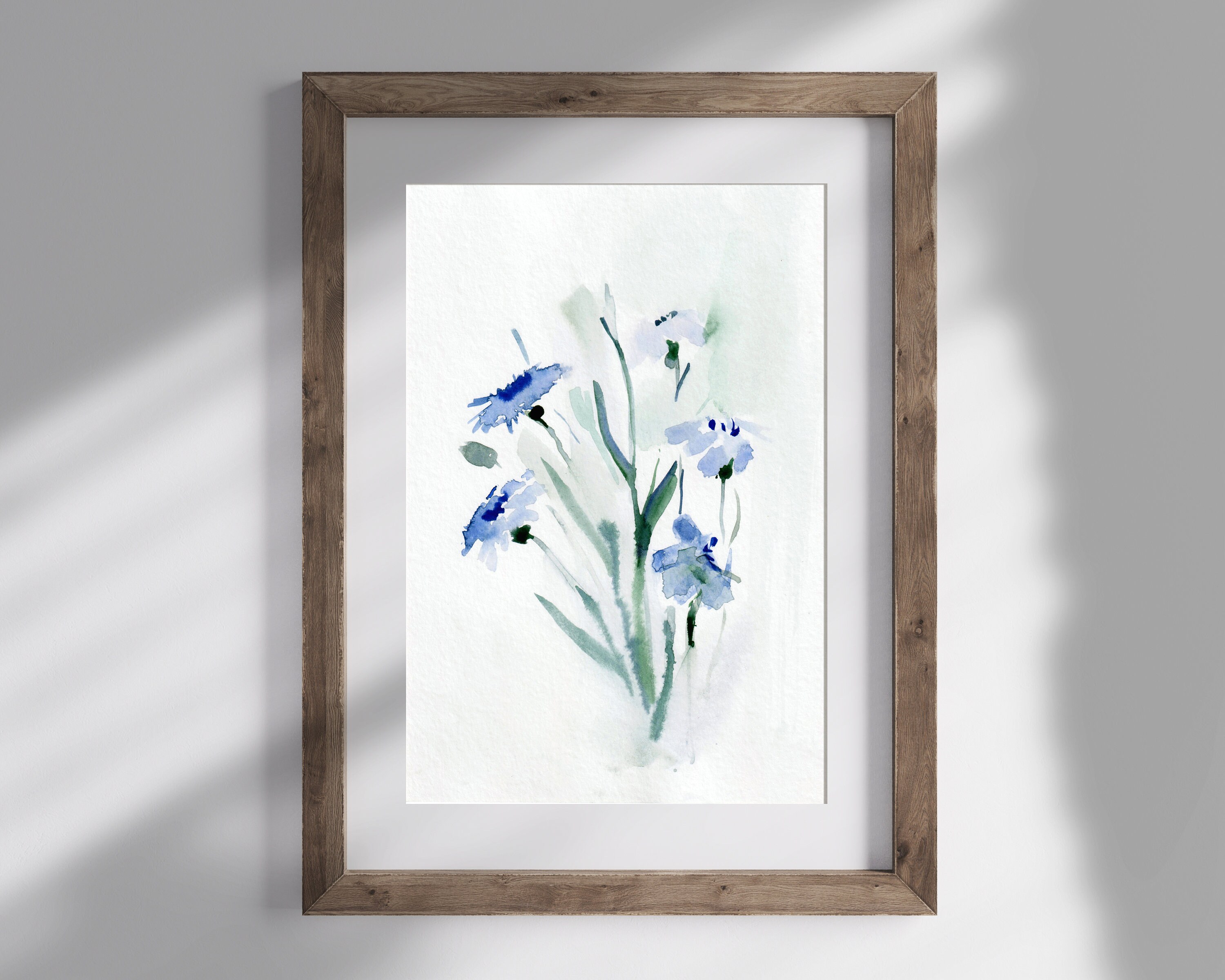 Blue Flowers Art Print Floral Painting Large Floral Artwork Flower ...