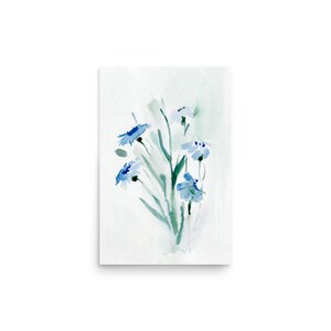 Blue Flowers Art Print Floral Painting Large Floral Artwork Flower ...