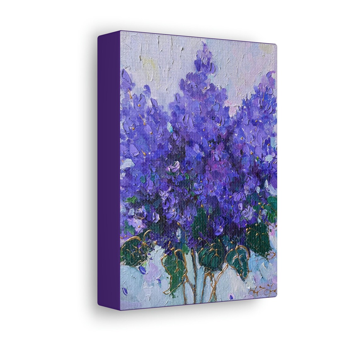 Lilac Painting Flower Canvas Print Original Art Print Purple Flower Art ...
