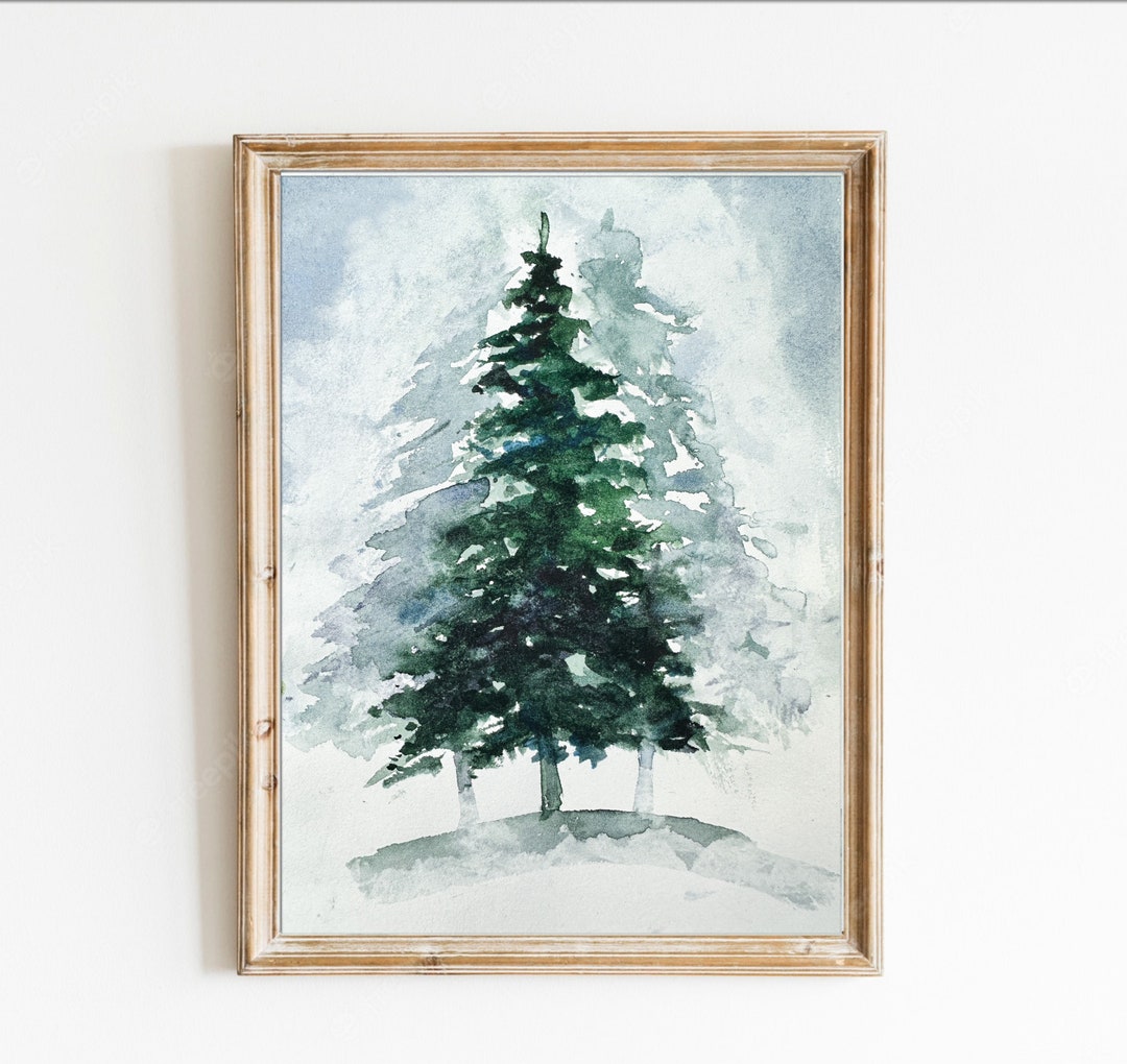 Christmas Tree Art Forest Print Spruce Tree Wall Art Watercolor Art ...