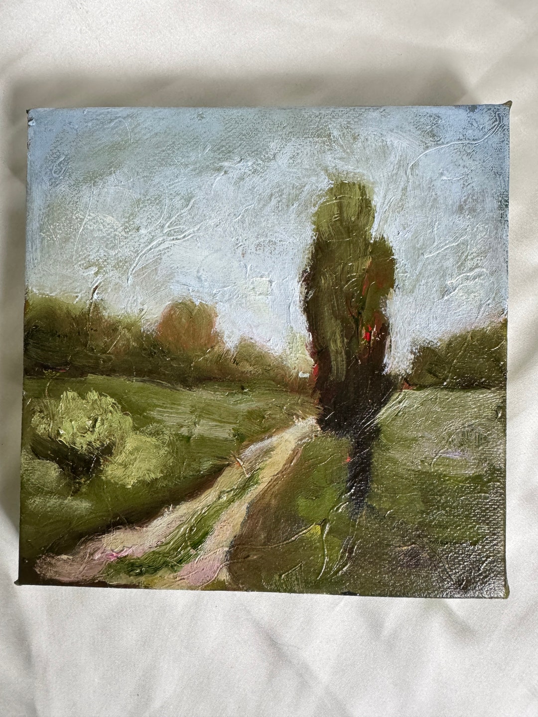 Neutral Landscape Painting Original Art Oil Painting on Canvas Rustic ...