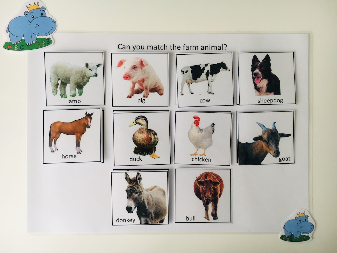 Farm Animal Matching, Flashcards, Learning Animals, Teaching Game ...