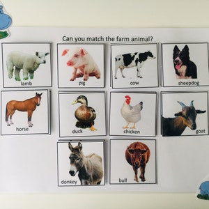 Farm Animal Matching, Flashcards, Learning Animals, Teaching Game ...