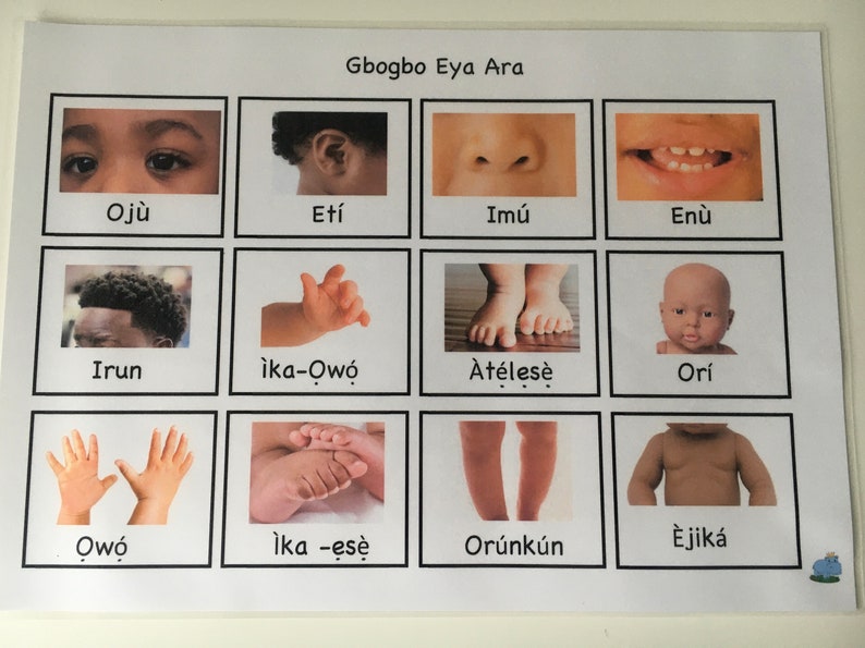 Partes del cuerpo yoruba, aprender yoruba, Eya Ara, alfabeto yoruba ...