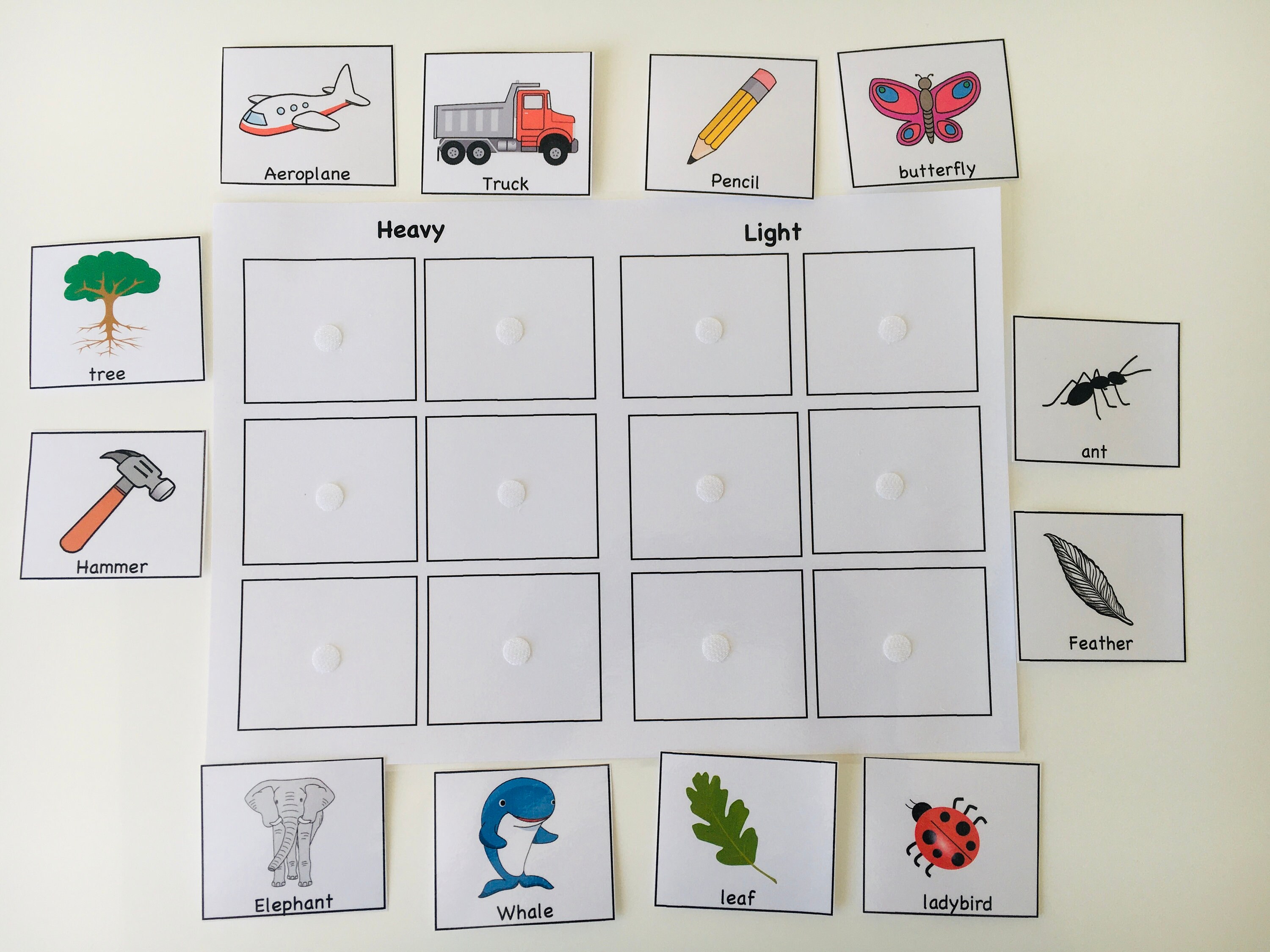 Sorting, Heavy or Light Objects, Busy Binder, Sorting Activity ...