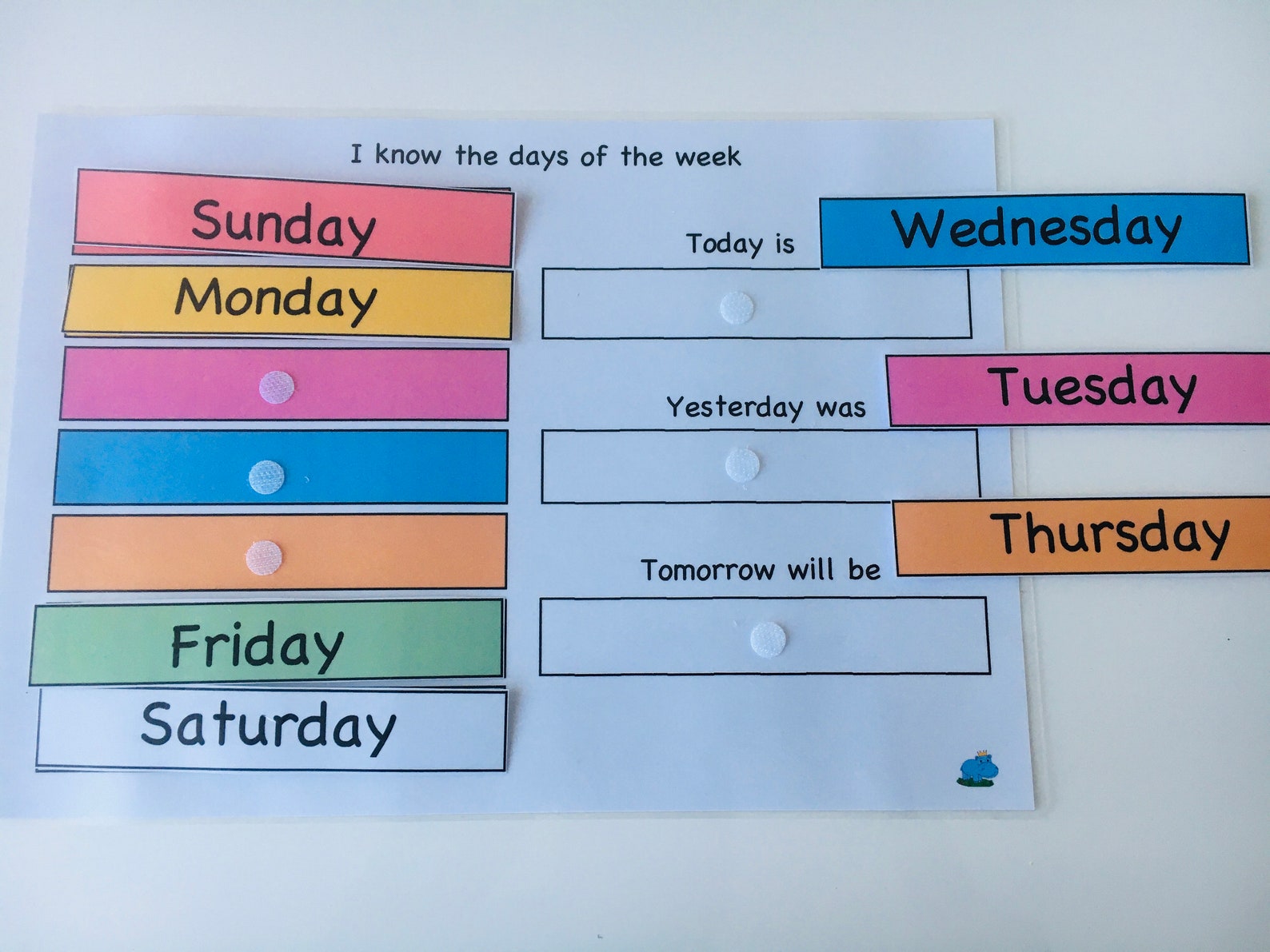 Days of the Week Pre School Learning Calendar EYFS - Etsy