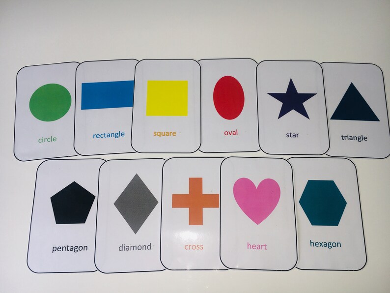 Shape Flash Cards, Shape Game, Laminated Flash Cards, Toddler Game ...