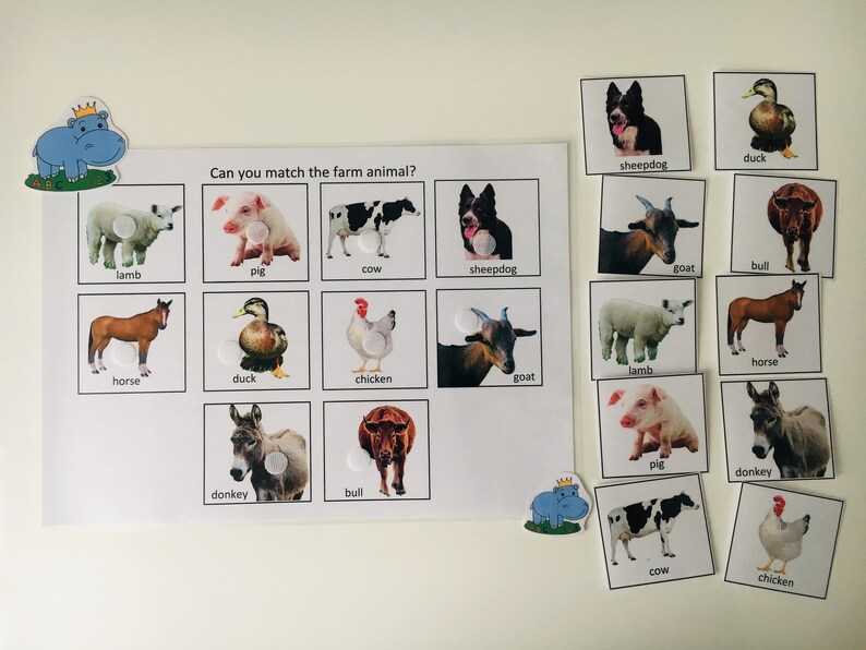 Farm Animal Matching, Flashcards, Learning Animals, Teaching Game ...