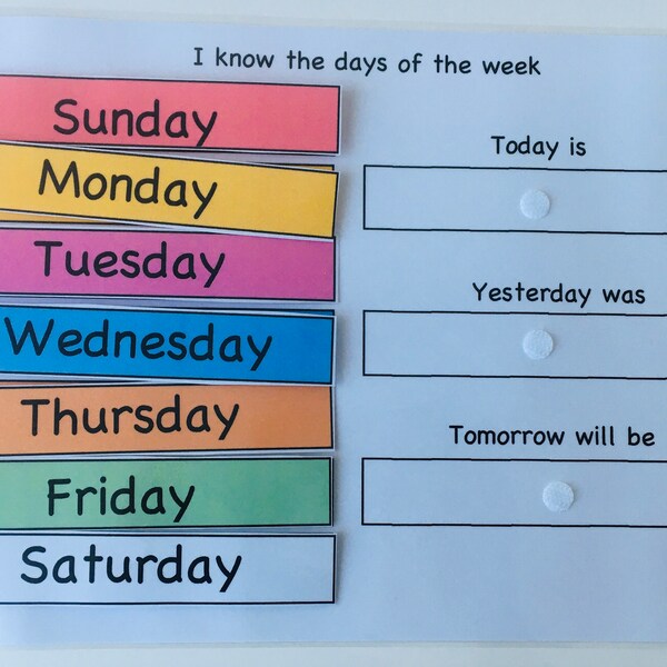 Days of the Week Chart - Etsy Canada