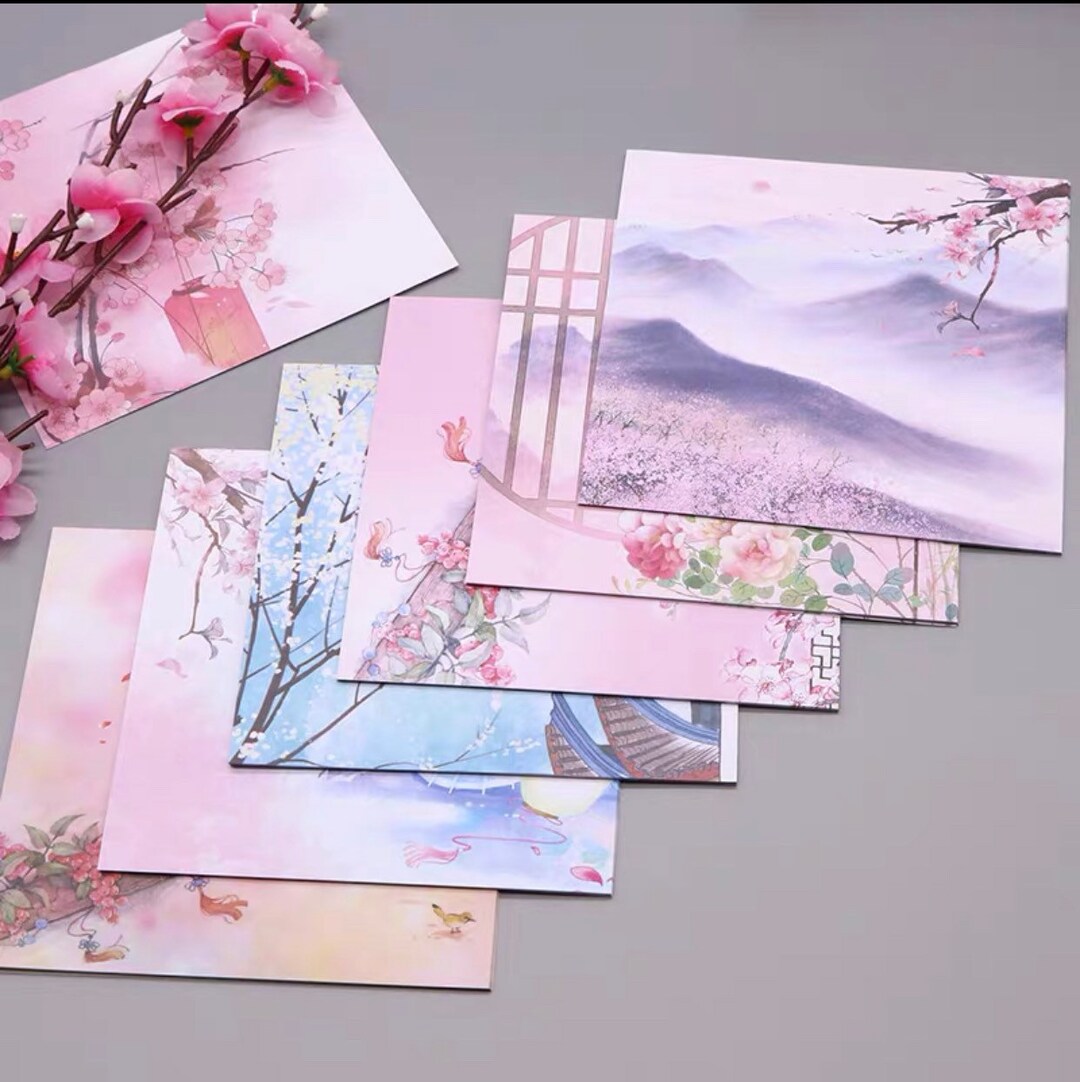 6pcs Double Sided Aesthetics Scenery Pattern Origami Paper L - Etsy