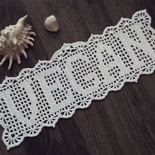 Filet Crochet Last Name Doily for Wedding Anniversary Gift | Etsy