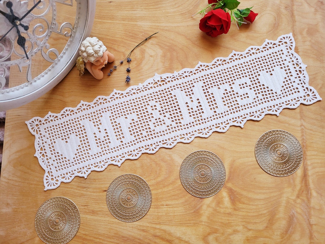 Crochet Name Doily, Personalized Family Name Banner Heirloom Gift ...