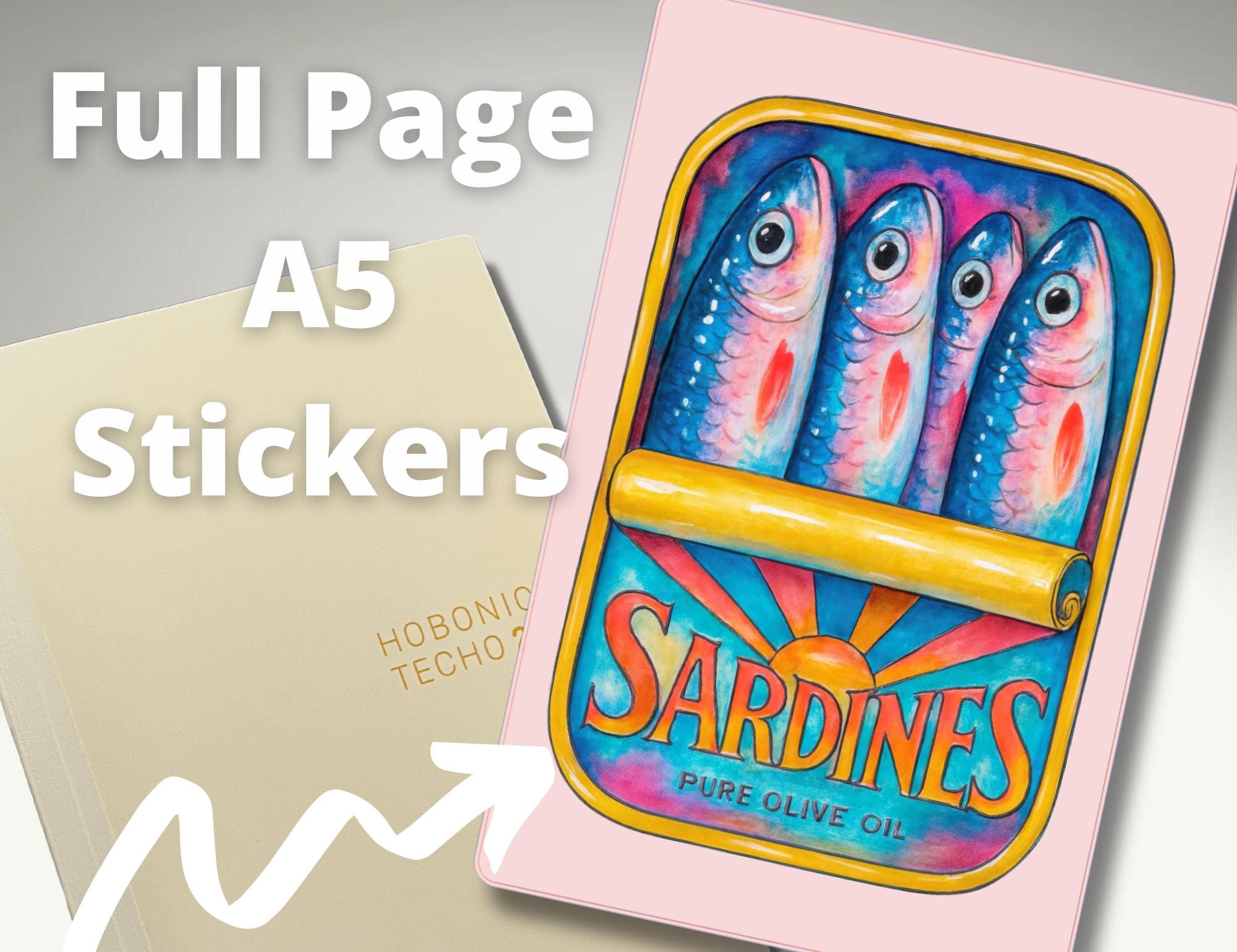 Sardines V1 A5 Full Page Sticker - Etsy