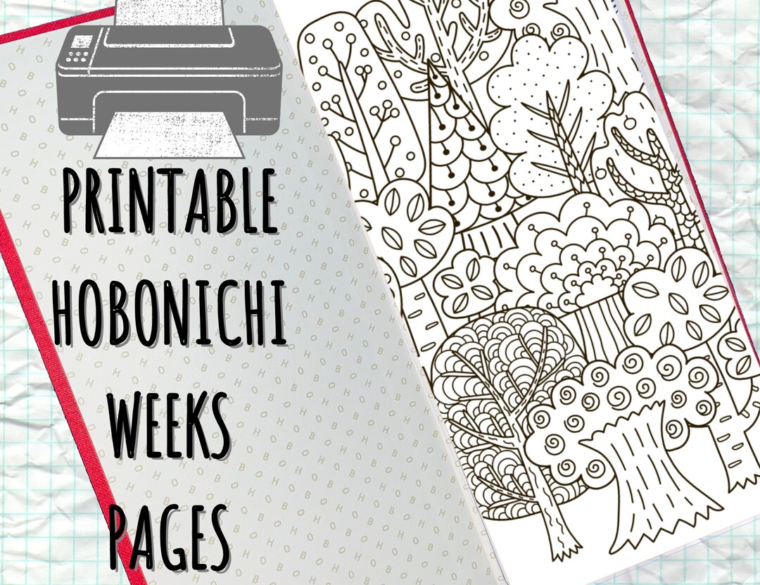 Printable Trees Hobonichi Weeks Coloring Pages, Hobo Weeks Stickers - Etsy