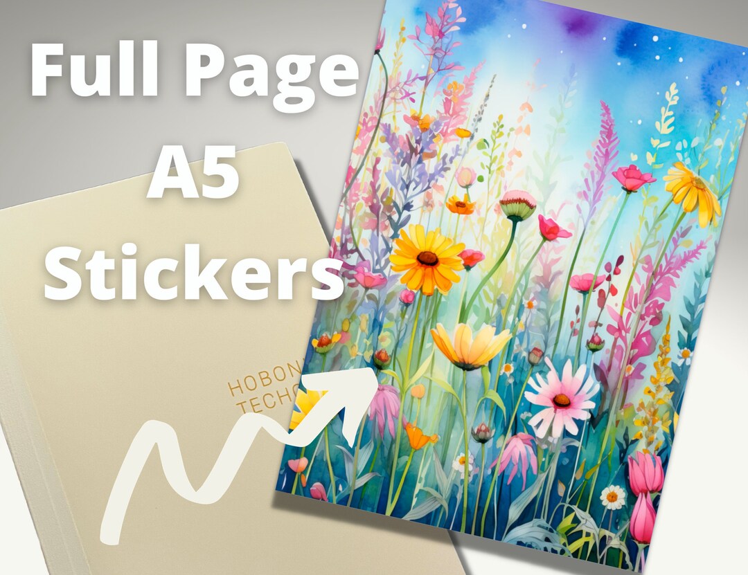 Watercolor Flowers A5 Full Page Sticker - Etsy