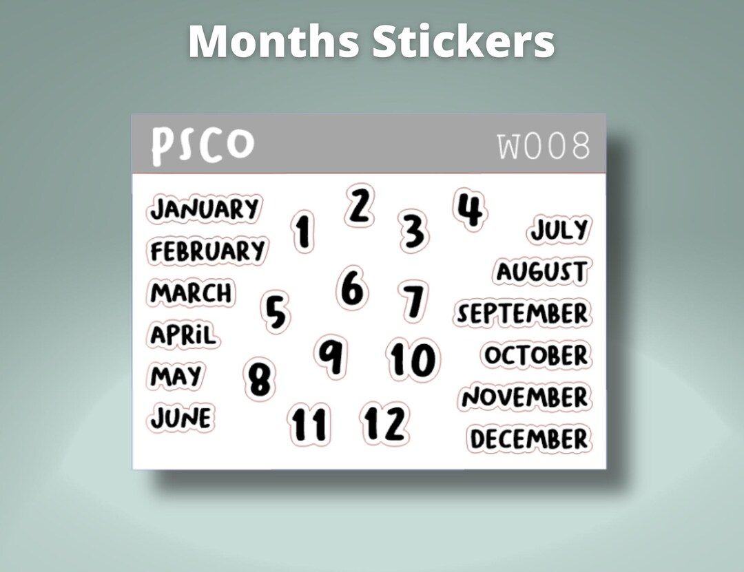 W008 Months Sticker Sheet - Etsy