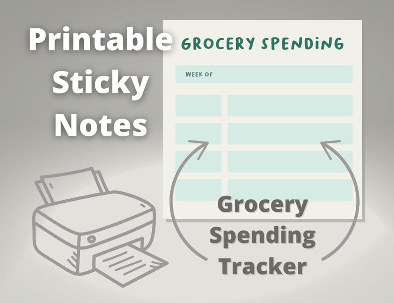 Grocery Spending Tracker Printable Sticky Notes - Digital File - Etsy