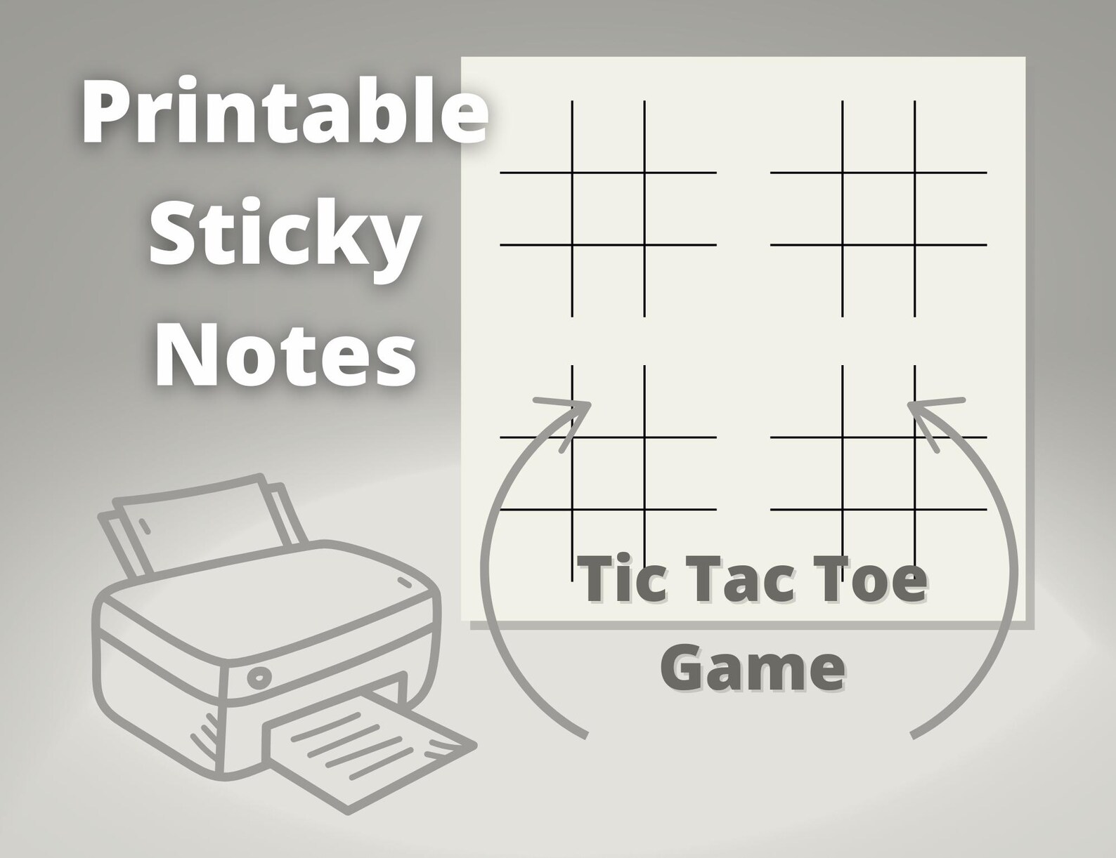 Tic Tac Toe Game - Printable Sticky Notes - Digital File - Etsy