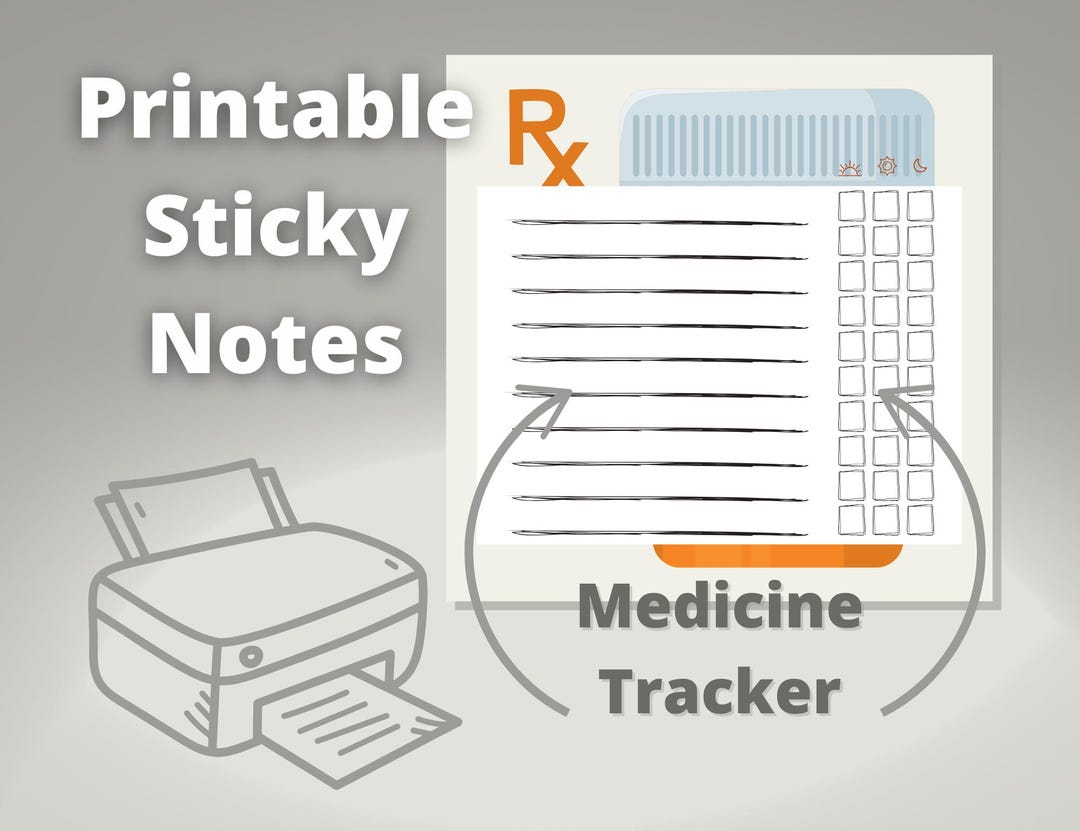 Prescription/medicine Tracker Printable Sticky Notes - Digital File - Etsy