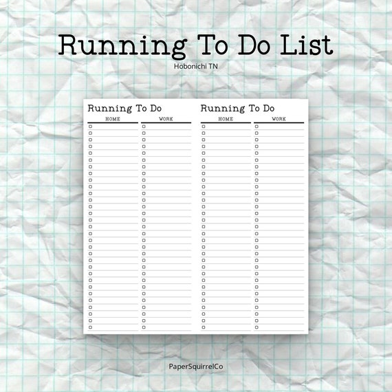 Running to Do List TN Style Insert for Hobonichi Weeks - Etsy