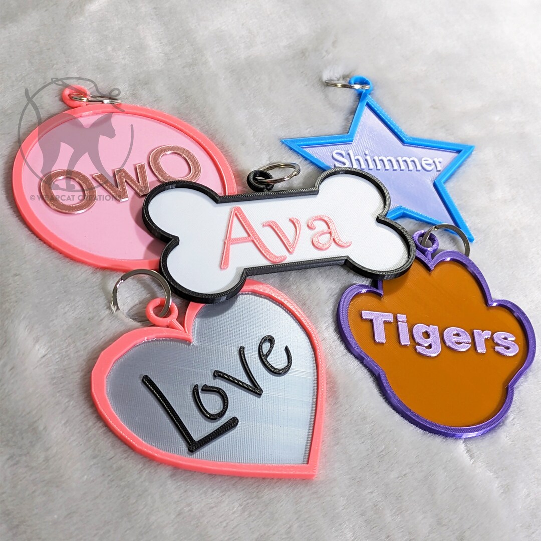 Custom Basic Shapes XL Fursuit Dog Tag - Bone, Circle, Star, Heart, Paw ...