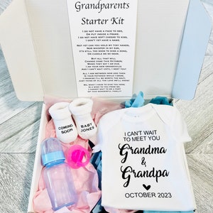 Grand Parents Starter Kit, Baby Announcement, Pregnancy Announcement ...