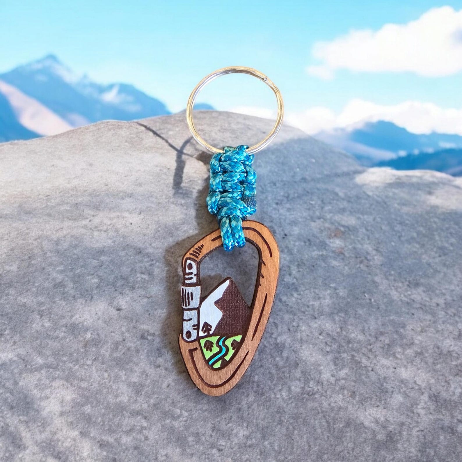 Handmade Wooden Keychain - Carabiner Clip, Perfect for Climbing ...