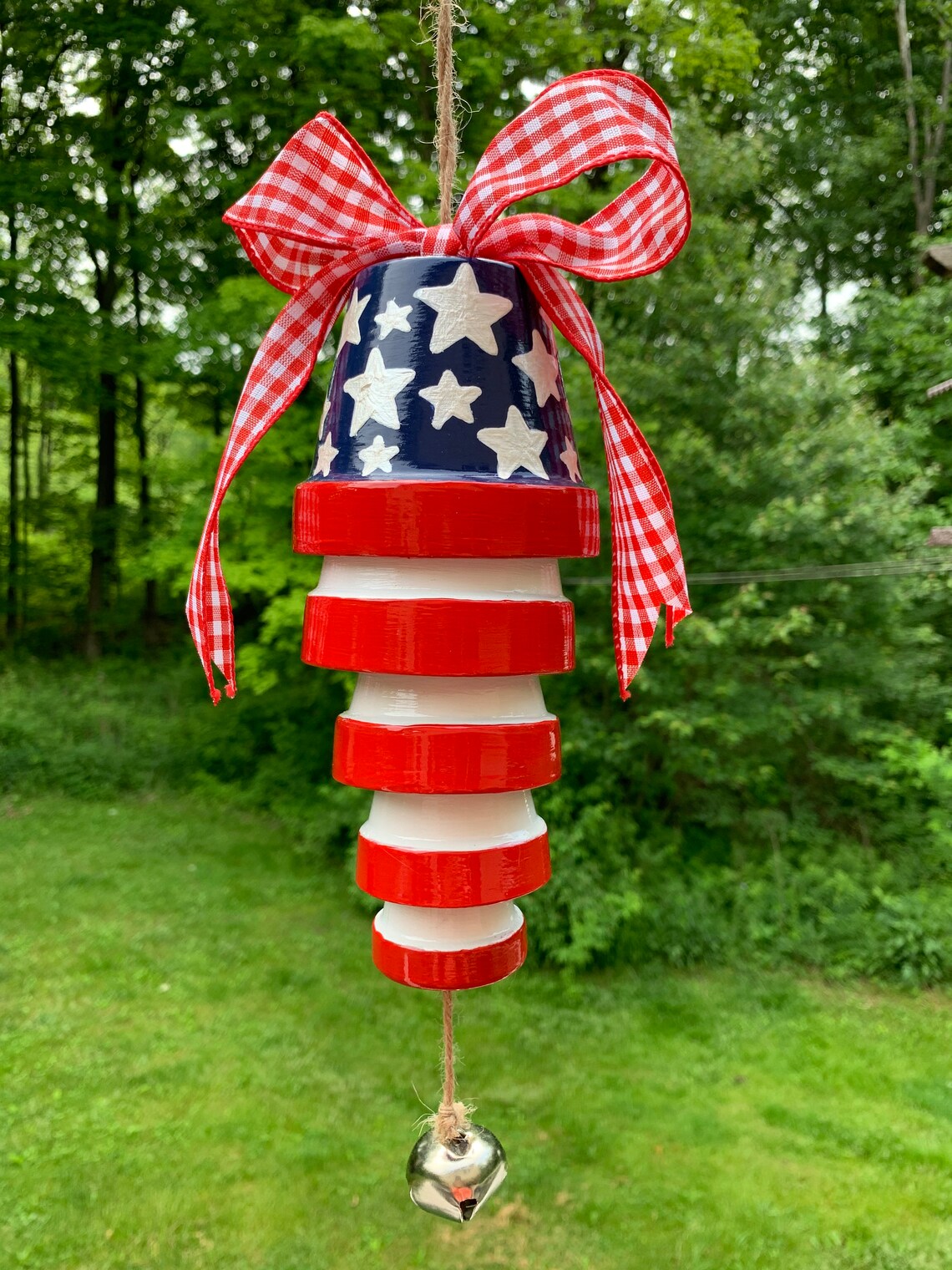Hand Painted Terra Cotta 'bells' - Wind 'chimes' - Stars and Stripes - Etsy