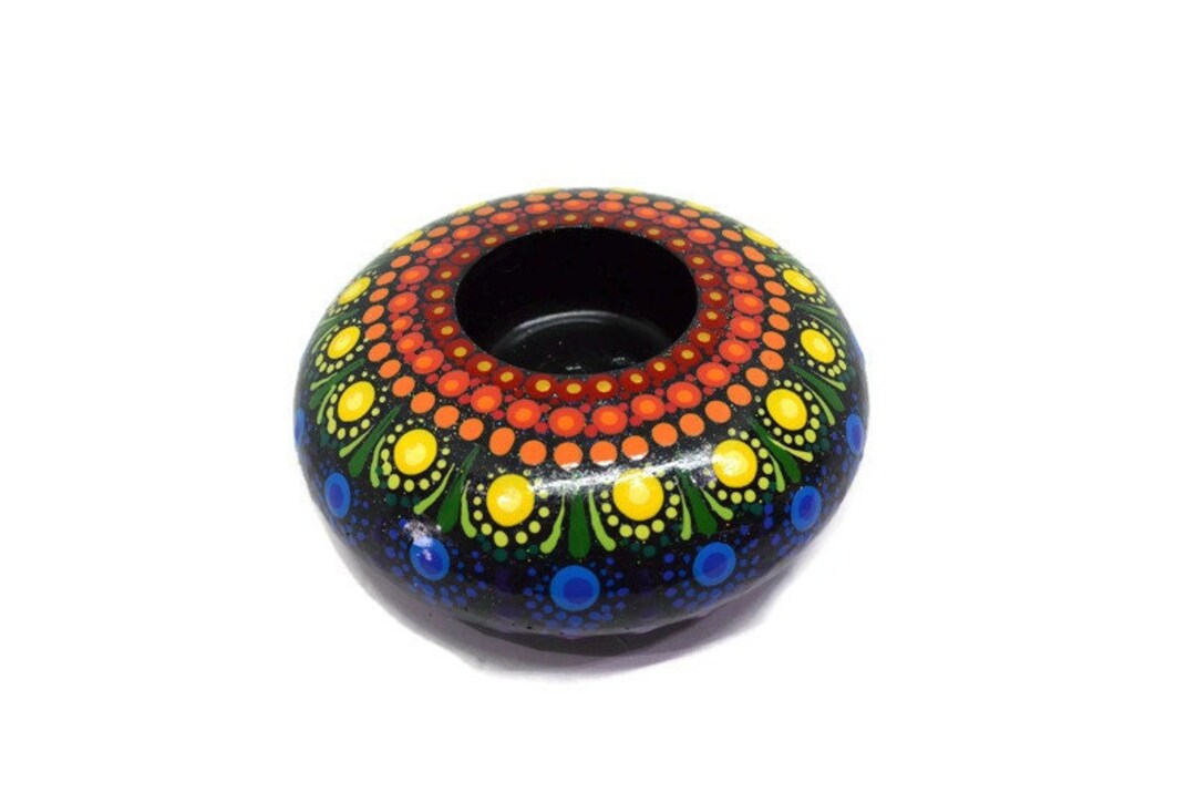Hand Painted Mandala Tea Light Holder, Large - Etsy