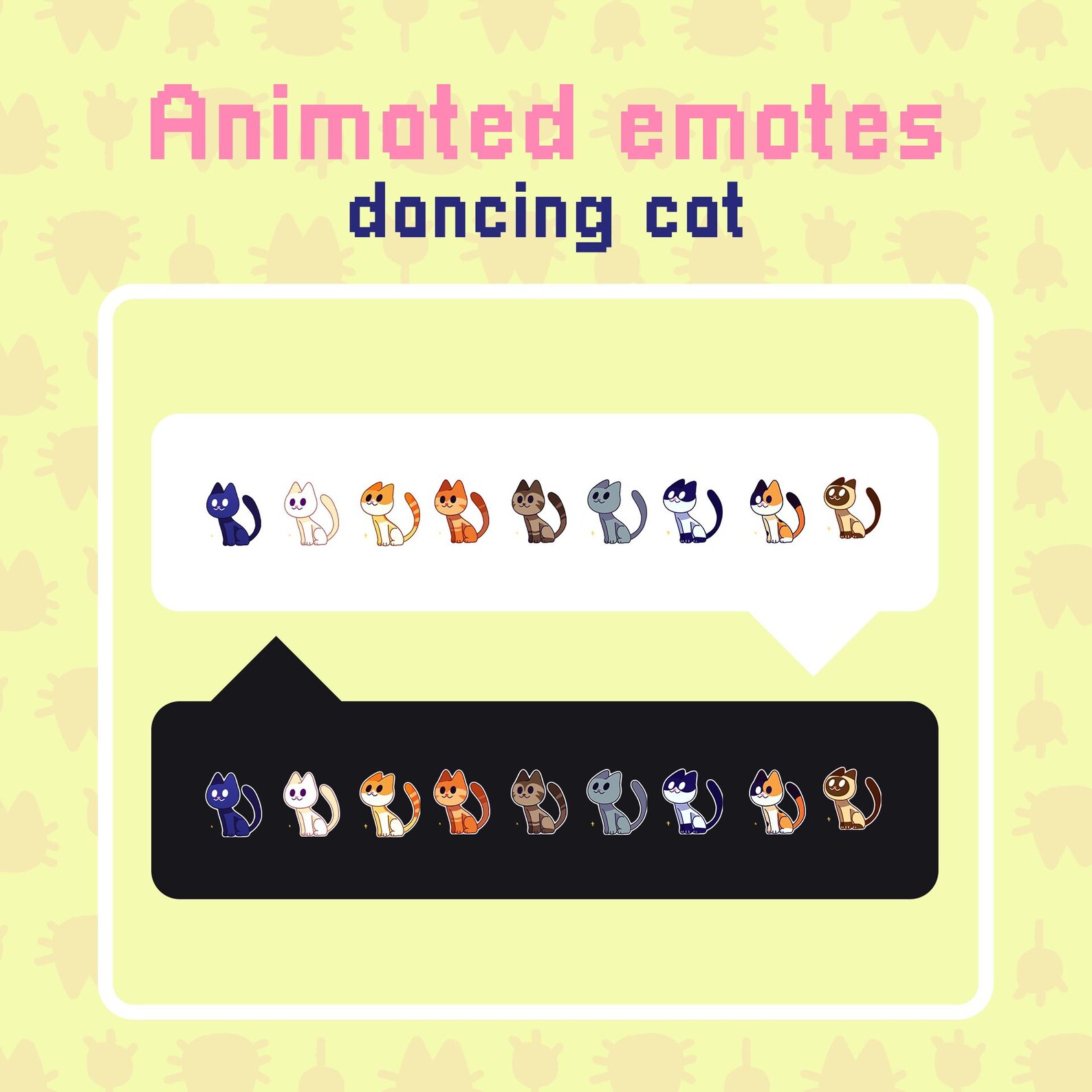 9 Animated Emotes - Cute Dancing Cat | Pack for Twitch and Discord | 9 ...
