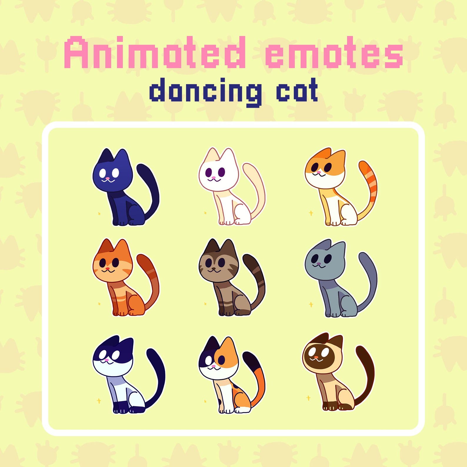 9 Animated Emotes - Cute Dancing Cat | Pack for Twitch and Discord | 9 ...