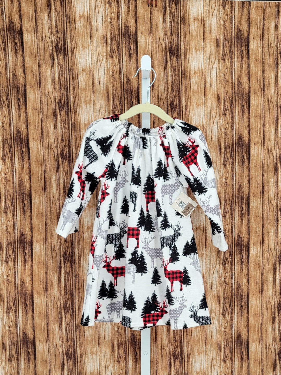 Buffalo Check Moose on a Peasant Style DRESS. Toddler Girl Size 2T ...
