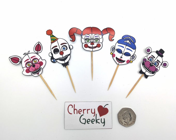 FNAF Cupcake Toppers Birthday Party Supplies Themed Five Nights at ...