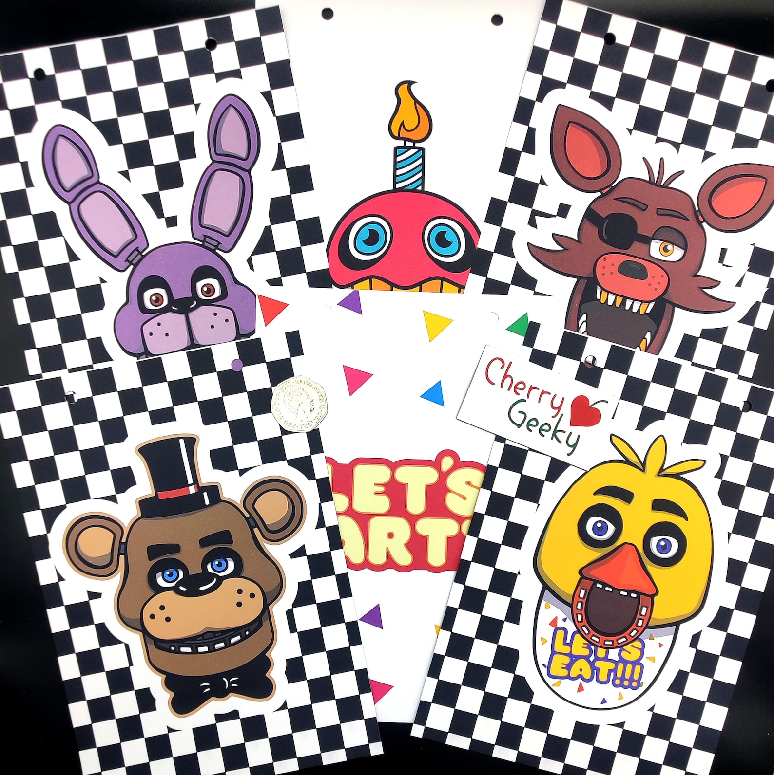 FNAF Party Banner / Bunting Decoration - Physical Item, No Printer ...