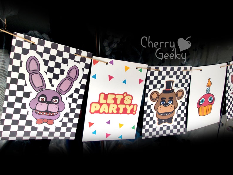 FNAF Party Banner / Bunting Decoration - Physical Item, No Printer ...