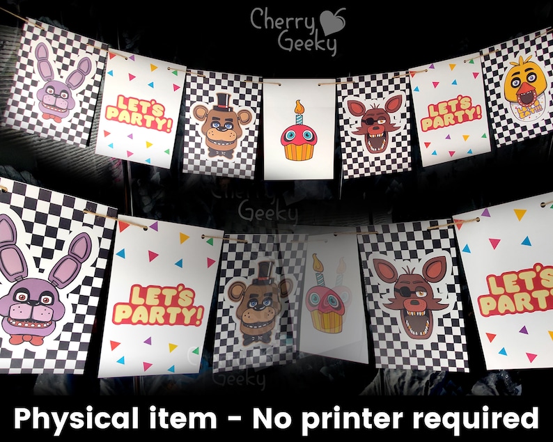 FNAF Party Banner / Bunting Decoration - Physical Item, No Printer ...
