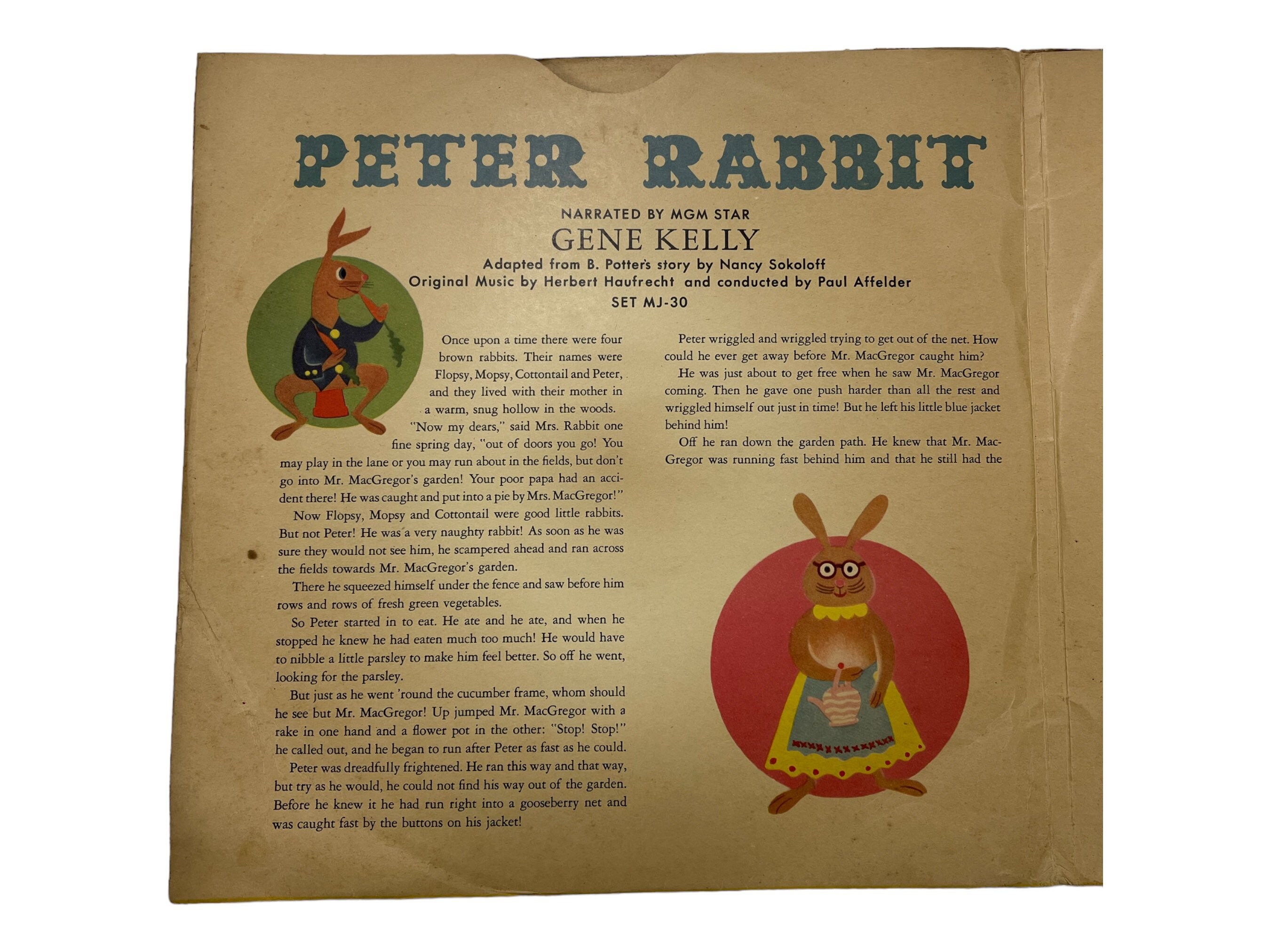 Peter Rabbit Narrated by Gene Kelly 78 RPM Record MJ-30 - Etsy
