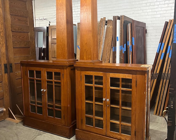Antique Oak Colonnades With Beveled Glass Cabinets - Etsy