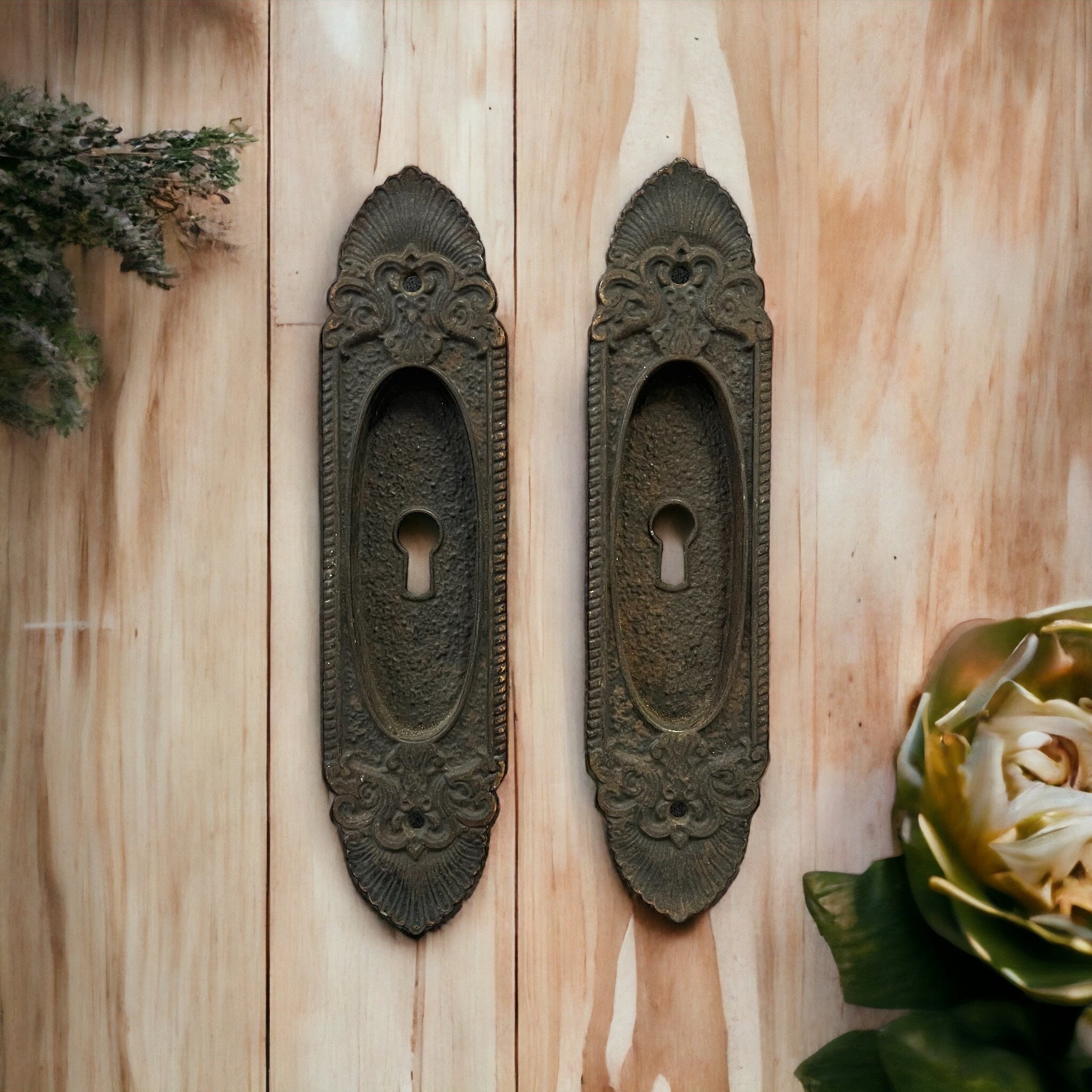 Antique Cast Iron Pocket Door Plates - Etsy