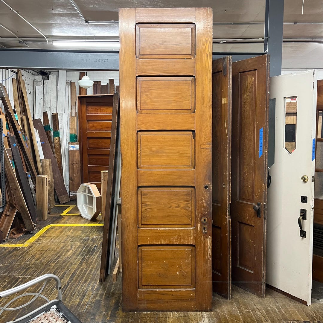 Tall Antique Oak 5 Panel Interior Door - Etsy
