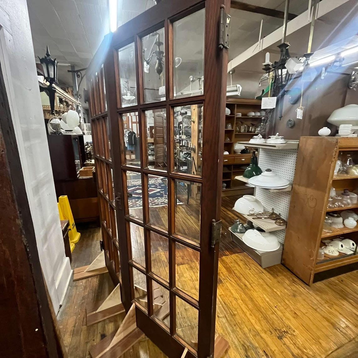 Antique Oak French Doors With Thick Beveled Glass and Original Hardware ...