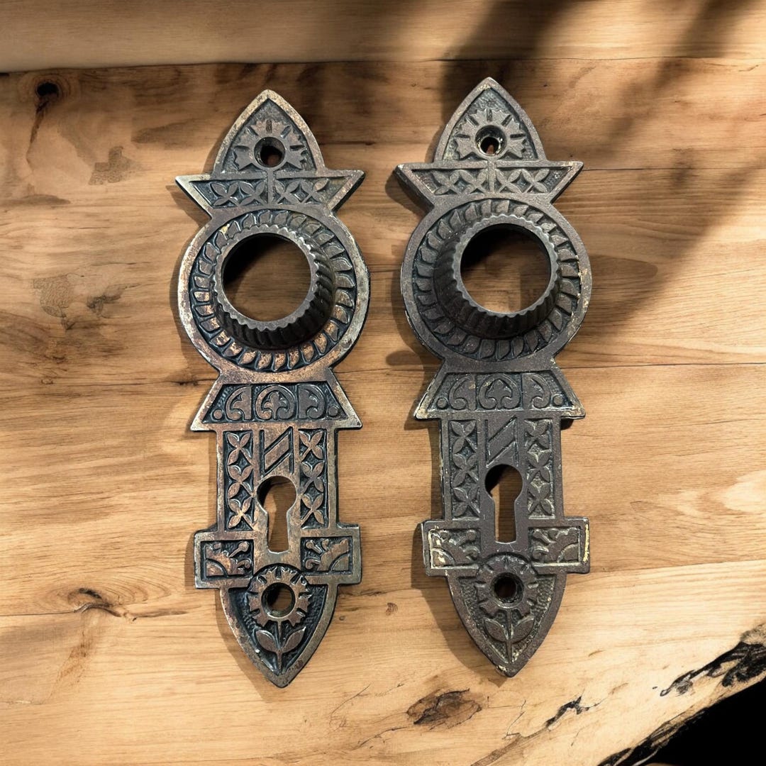 Antique Victorian Eastlake Style Chicago Hardware Co. Niles Steel Escutcheons Pair - Etsy