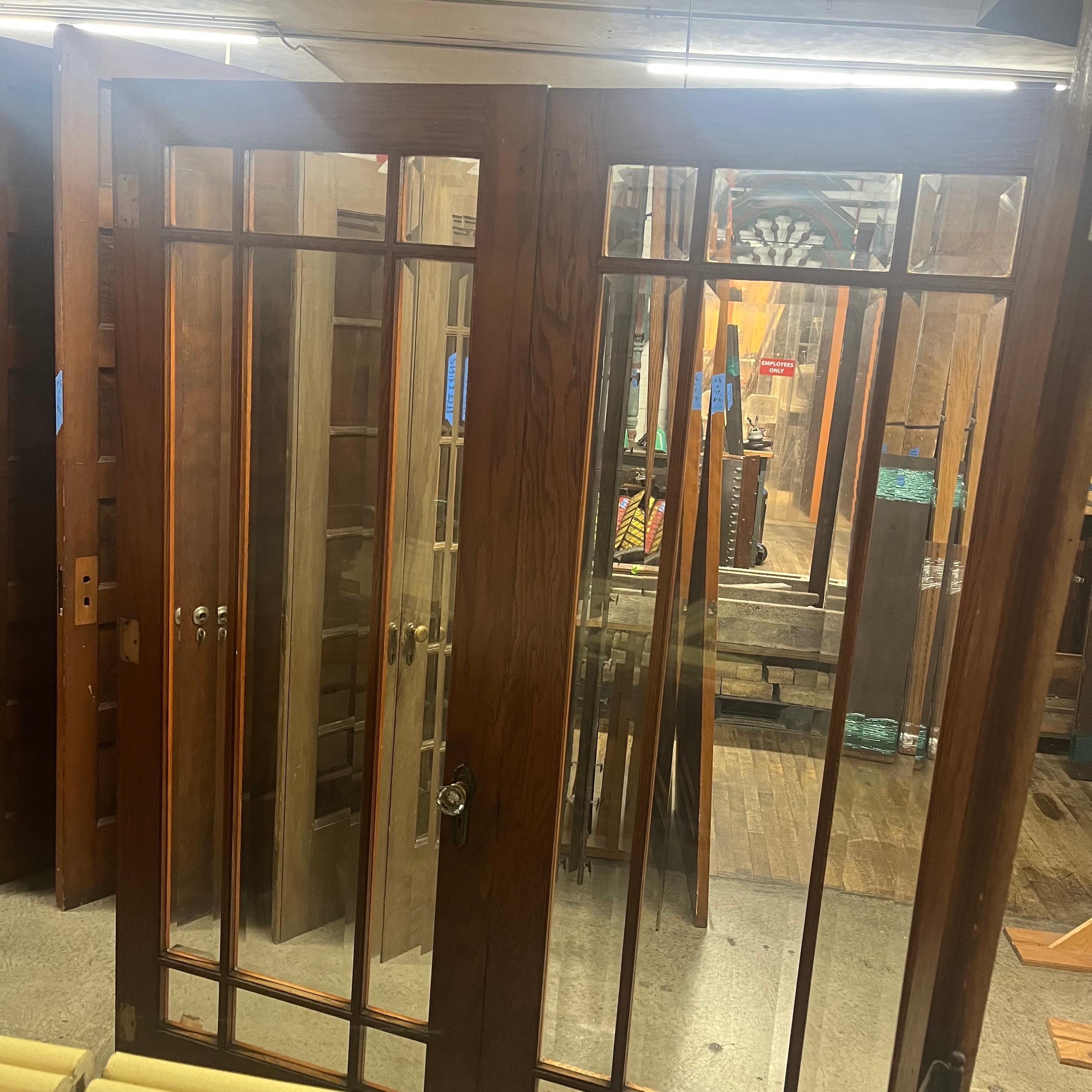 Antique Oak French Doors With Beveled Glass Includes Frame - Etsy