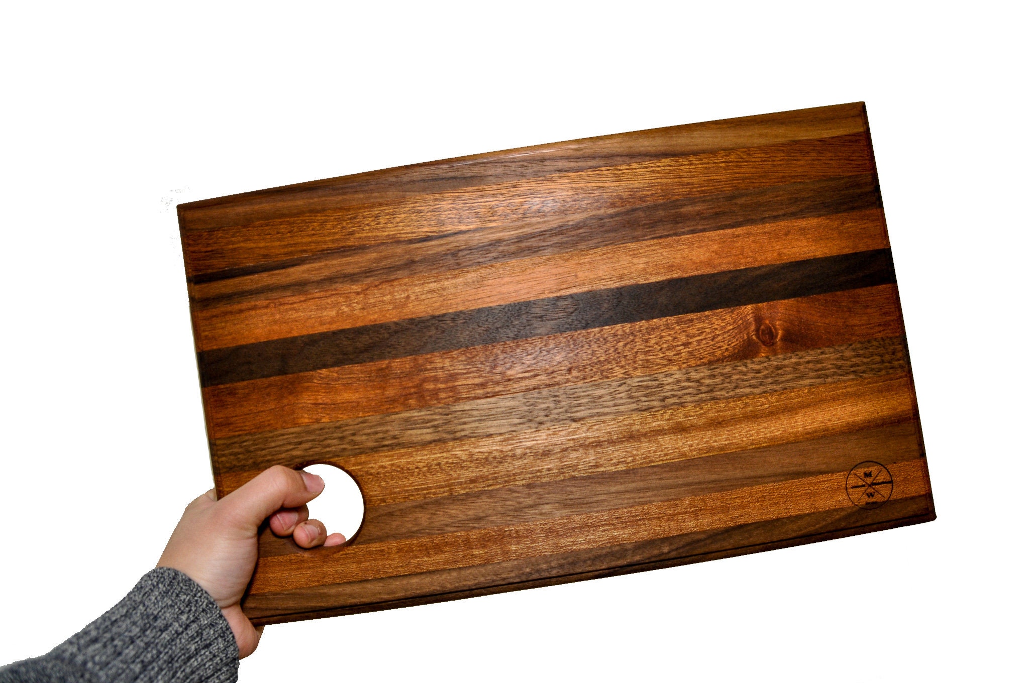 Black Walnut and Sapele Ogee Edge Detailed Wood Cutting Board 0.75" X ...