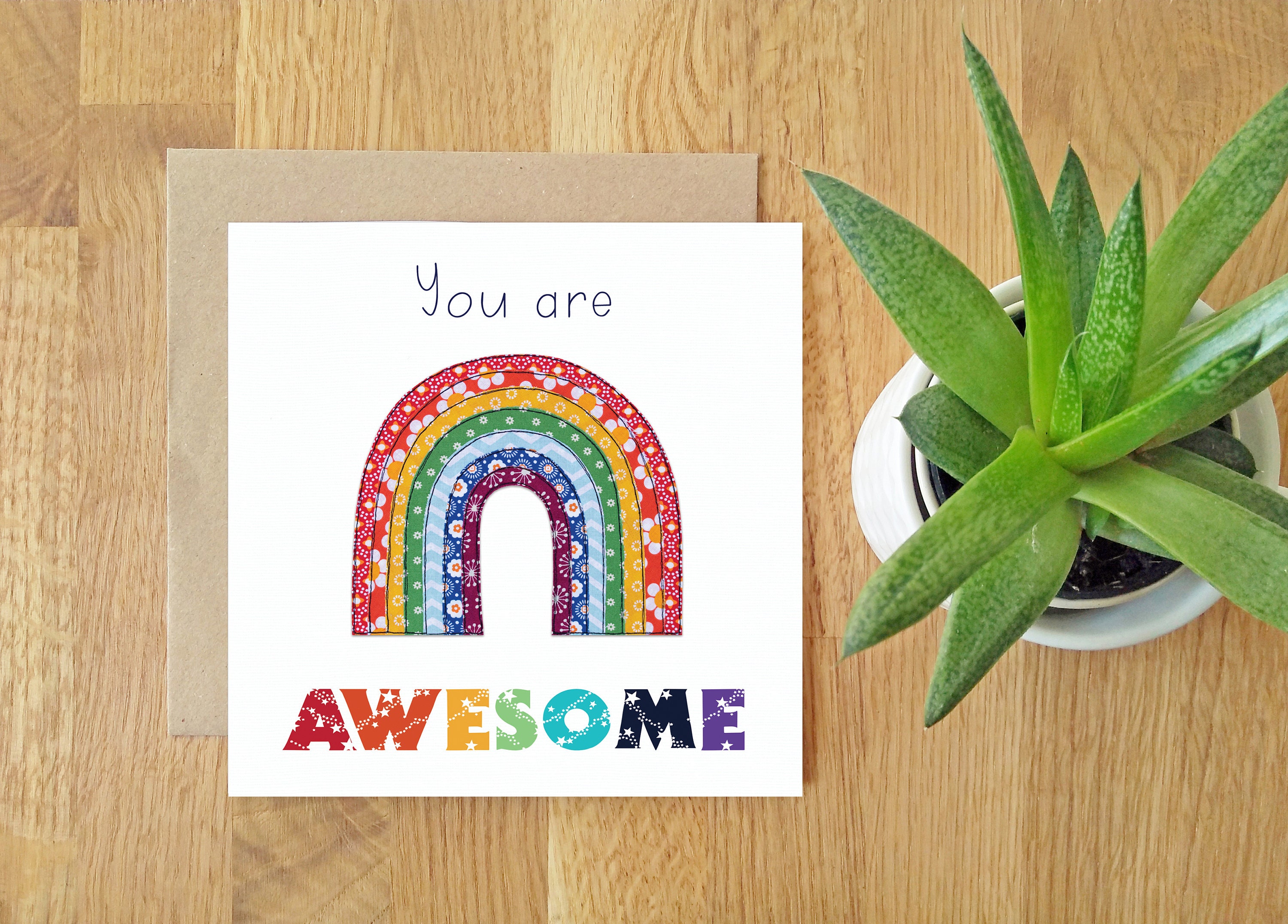 You Are Awesome Blank Greeting Card Free Motion Embroidery Print ...