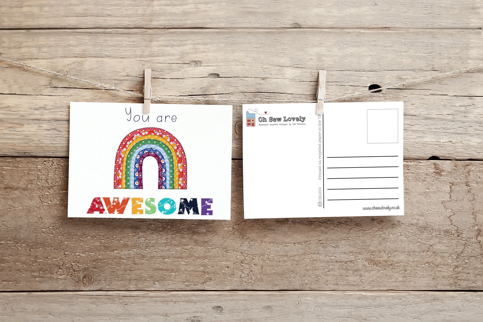 You Are Awesome Postcard Free Motion Embroidery Print Rainbow Friends ...