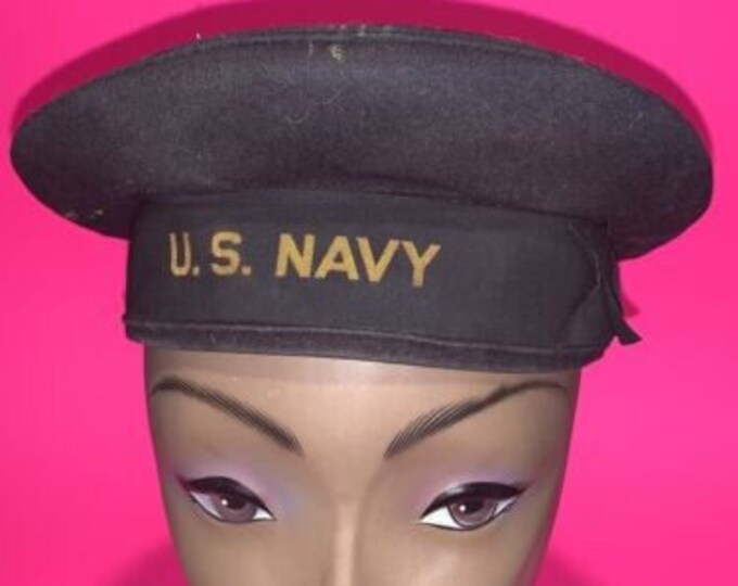 U.S. Navy USN Military Issue Hat Vintage Uniform Wool Leather - Etsy
