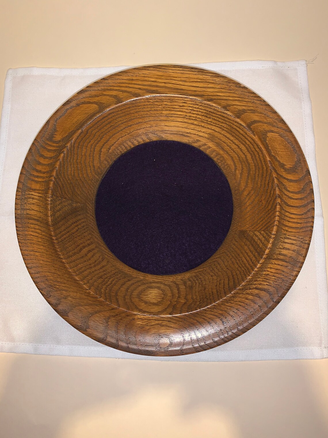 Vintage church offering collection plate wood oak felt | Etsy