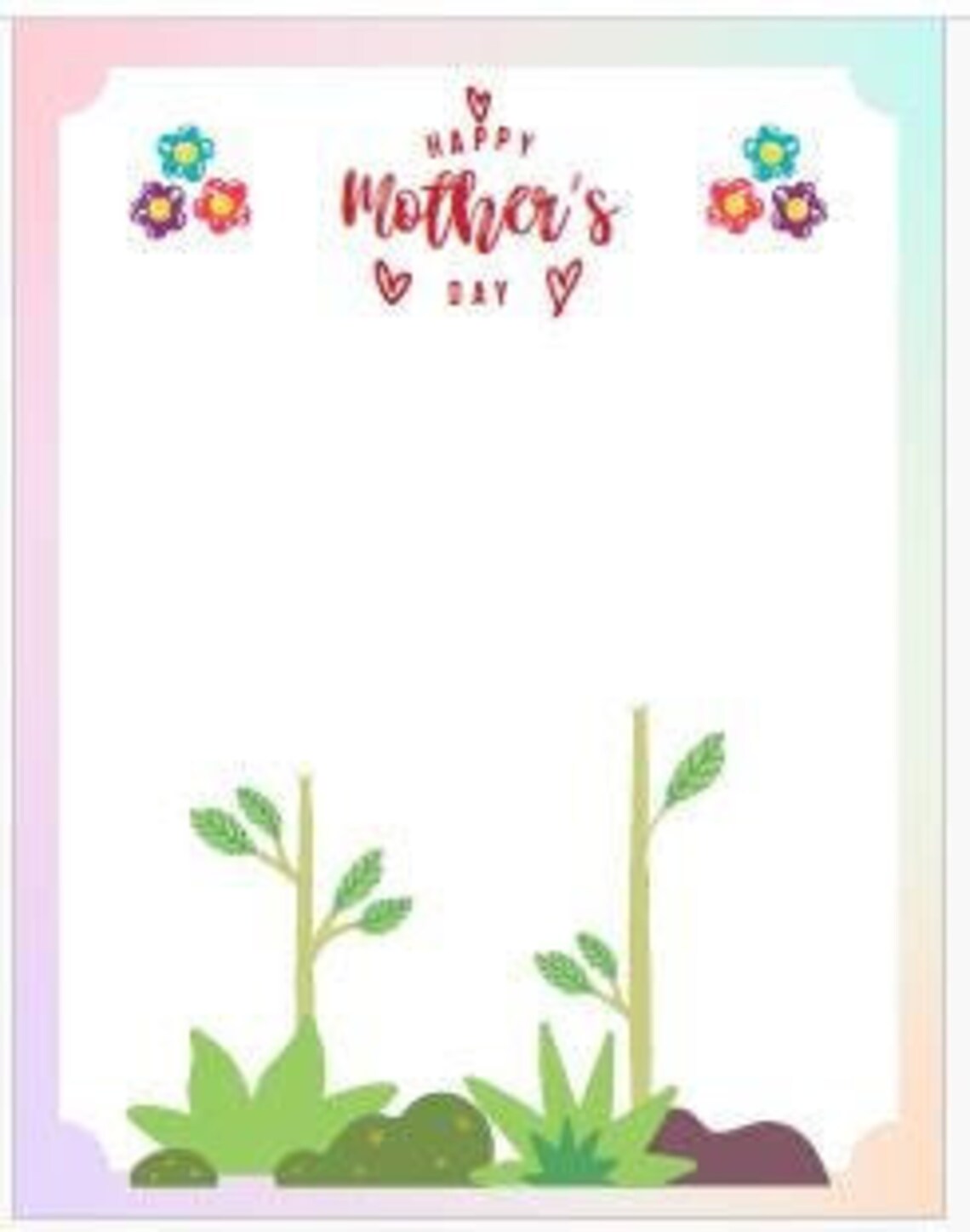 Mother's Day Kids Art Template - Etsy