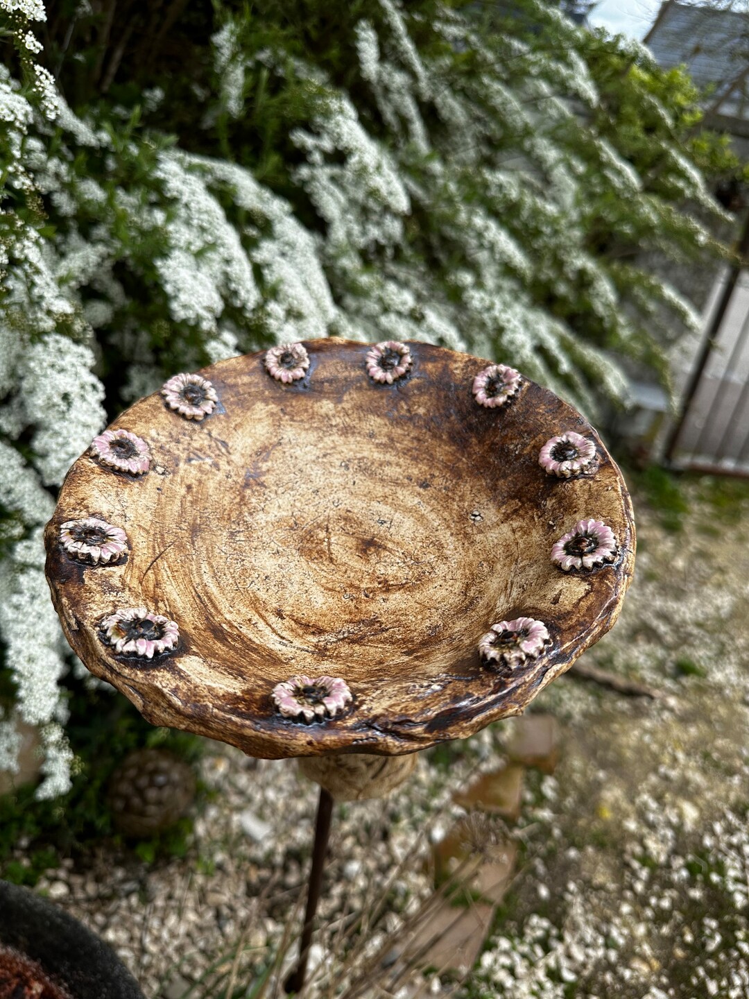 Bird Bath Insect Bath for a Stick Ceramic Handmade Frost-proof Garden ...